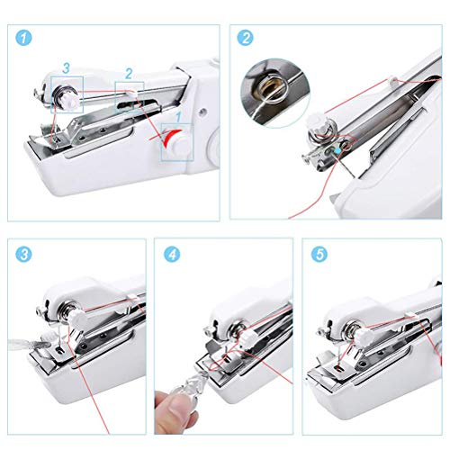 Yiphates Handheld Sewing Machine, Mini Electric Stitching Machine, Portable Cordless Handheld Electric Sewing Machine with Thread Kit, for Fabric and Clothing, Home Travel Use