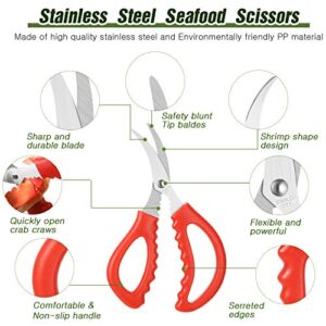 Kitchen Seafood Scissors Multifunctional Stainless Steel Shears Seafood Fish Crab Shrimp Lobster Scissors for Kitchen Seafood Peeling Tools (3, Red)