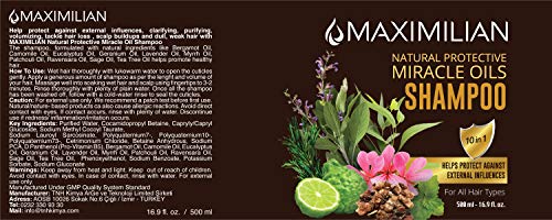 MAXIMILIAN All Natural Shampoo Deep Cleansing Natural Shampoo and Conditioner Set, 10 Hair Oils & Provitamin B5, Vegan Shampoo and Conditioner Shampoo Natural Scented, 2 x 16.9 Fl Oz