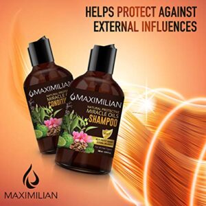 MAXIMILIAN All Natural Shampoo Deep Cleansing Natural Shampoo and Conditioner Set, 10 Hair Oils & Provitamin B5, Vegan Shampoo and Conditioner Shampoo Natural Scented, 2 x 16.9 Fl Oz