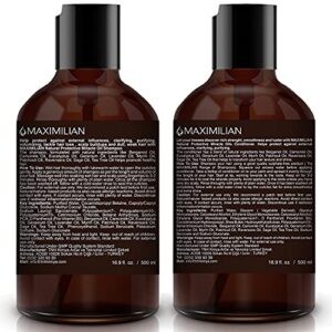 MAXIMILIAN All Natural Shampoo Deep Cleansing Natural Shampoo and Conditioner Set, 10 Hair Oils & Provitamin B5, Vegan Shampoo and Conditioner Shampoo Natural Scented, 2 x 16.9 Fl Oz