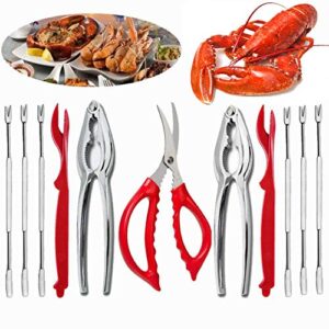 esooey 11pcs seafood tools set crab lobster crackers stainless steel seafood crackers & forks crackers opener shellfish lobster crab leg sheller nut crackers