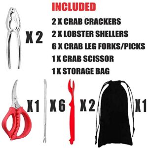 ESOOEY 11Pcs Seafood Tools Set Crab Lobster Crackers Stainless Steel Seafood Crackers & Forks Crackers Opener Shellfish Lobster Crab Leg Sheller Nut Crackers