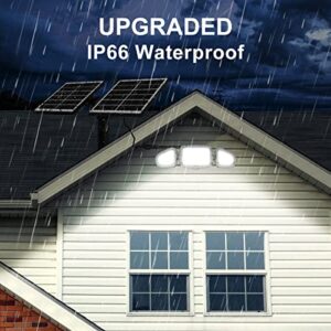 MEIKEE Outdoor Solar Lights - 3 Headed Dusk to Dawn LED Security Lights with Wide Angle Illumination - IP66 Waterproof Solar Powered Spotlights for Garage, Patio and Yard (No Motion Sensor)