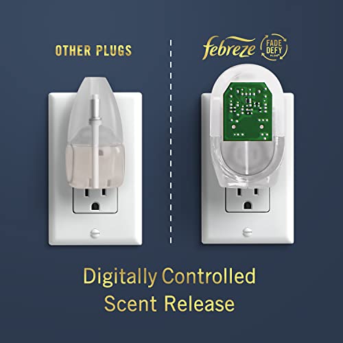 Febreze Origins Fade Defy PLUG Air Freshener & Odor Fighter, Wood, (2) .87 fl. oz. Oil Refills