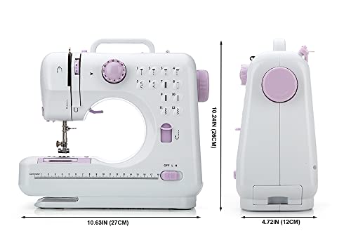 Galadim Mini Sewing Machine (Including Extension Table and Sewing Supplies Set) - Small Electric Overlock Sewing Machines with 2 Speed 12 Built-in Stitch Patterns – GD-015-CE