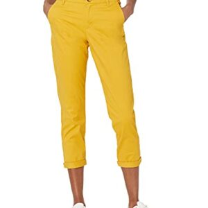 Amazon Essentials Women's Mid-Rise Slim-Fit Cropped Tapered Leg Khaki Pant, Dark Yellow, 12