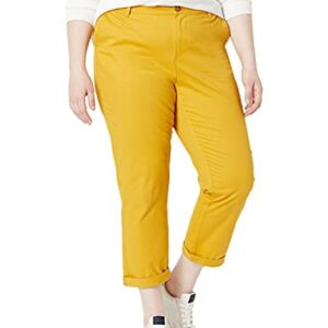 Amazon Essentials Women's Mid-Rise Slim-Fit Cropped Tapered Leg Khaki Pant, Dark Yellow, 12