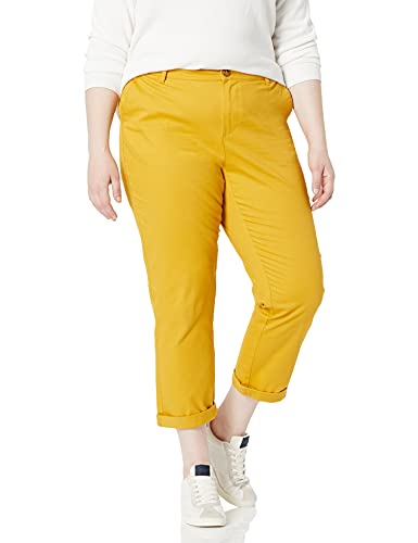 Amazon Essentials Women's Mid-Rise Slim-Fit Cropped Tapered Leg Khaki Pant, Dark Yellow, 12