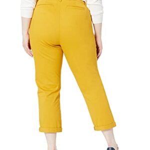 Amazon Essentials Women's Mid-Rise Slim-Fit Cropped Tapered Leg Khaki Pant, Dark Yellow, 12