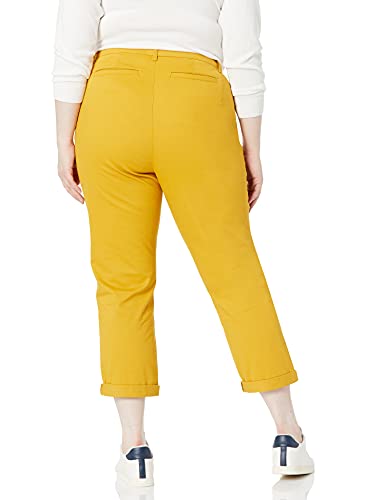 Amazon Essentials Women's Mid-Rise Slim-Fit Cropped Tapered Leg Khaki Pant, Dark Yellow, 12