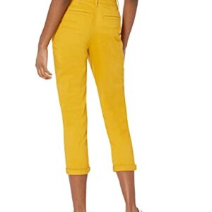 Amazon Essentials Women's Mid-Rise Slim-Fit Cropped Tapered Leg Khaki Pant, Dark Yellow, 12