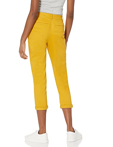 Amazon Essentials Women's Mid-Rise Slim-Fit Cropped Tapered Leg Khaki Pant, Dark Yellow, 12