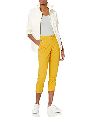 Amazon Essentials Women's Mid-Rise Slim-Fit Cropped Tapered Leg Khaki Pant, Dark Yellow, 12