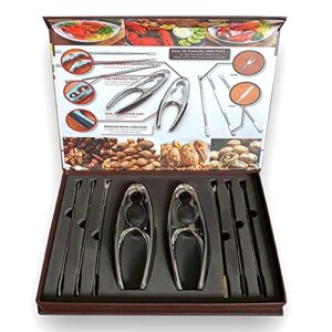 lobster crackers and picks set - premium metal crab crackers with non-slip grip; stainless steel picks & forks. seafood crackers for crab claws. best nut cracker tool for pecan, walnut, nut shells