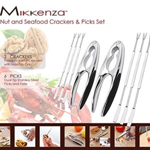 Lobster Crackers and Picks Set - Premium Metal Crab Crackers with Non-slip Grip; Stainless Steel Picks & Forks. Seafood Crackers for Crab Claws. Best Nut Cracker Tool for Pecan, Walnut, Nut Shells