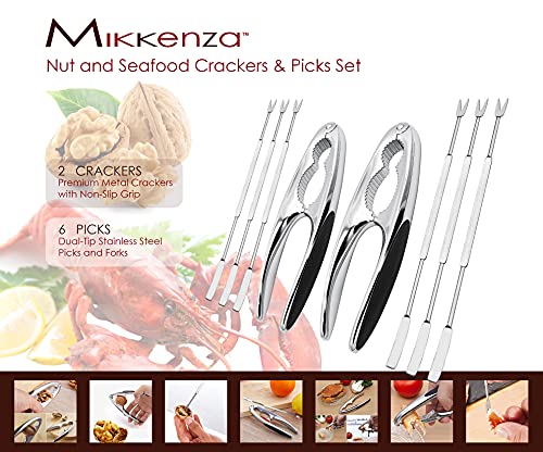 Lobster Crackers and Picks Set - Premium Metal Crab Crackers with Non-slip Grip; Stainless Steel Picks & Forks. Seafood Crackers for Crab Claws. Best Nut Cracker Tool for Pecan, Walnut, Nut Shells