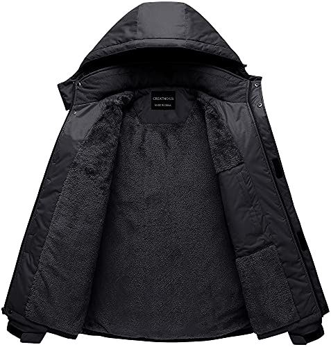 CREATMO US Men's Snowboard Jacket Mountain Waterproof Ski Snow Jacket Windproof Warm Winter Coat Snowboard Rain Jacket Black L