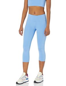 amazon essentials women's active sculpt mid rise capri legging, french blue, large