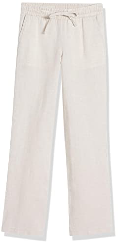 Amazon Essentials Women's Linen Blend Drawstring Wide Leg Pant (Available in Plus Size), Ecru, Large