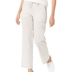 Amazon Essentials Women's Linen Blend Drawstring Wide Leg Pant (Available in Plus Size), Ecru, Large