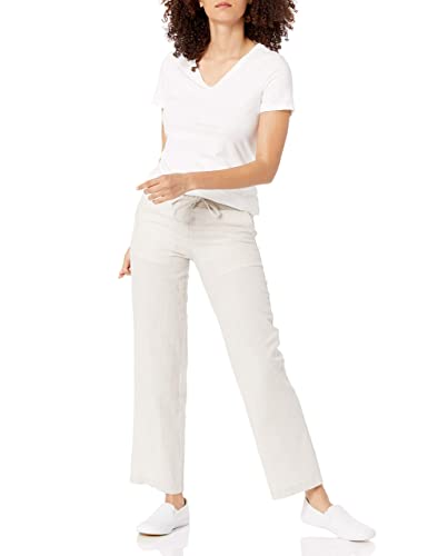 Amazon Essentials Women's Linen Blend Drawstring Wide Leg Pant (Available in Plus Size), Ecru, Large