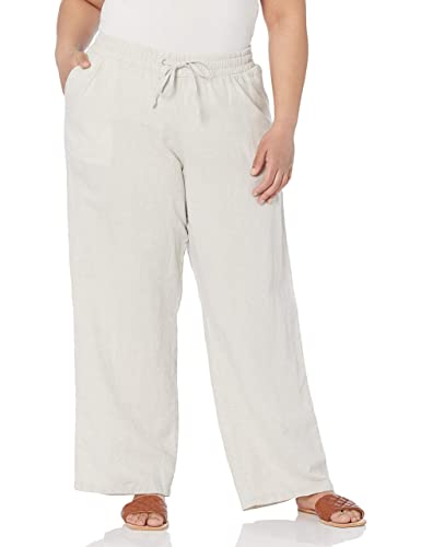 Amazon Essentials Women's Linen Blend Drawstring Wide Leg Pant (Available in Plus Size), Ecru, Large