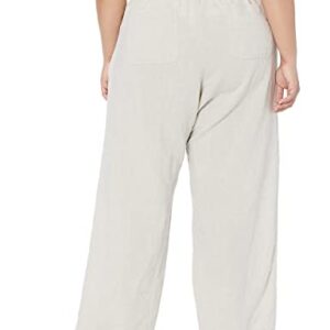 Amazon Essentials Women's Linen Blend Drawstring Wide Leg Pant (Available in Plus Size), Ecru, Large