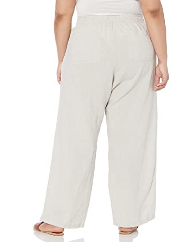 Amazon Essentials Women's Linen Blend Drawstring Wide Leg Pant (Available in Plus Size), Ecru, Large