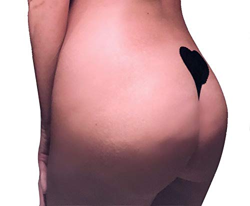 Amoreza by SKS C Style Invisible No Panty Line Heart Shaped Strapless C-String Thong (XL, Black, x_l)