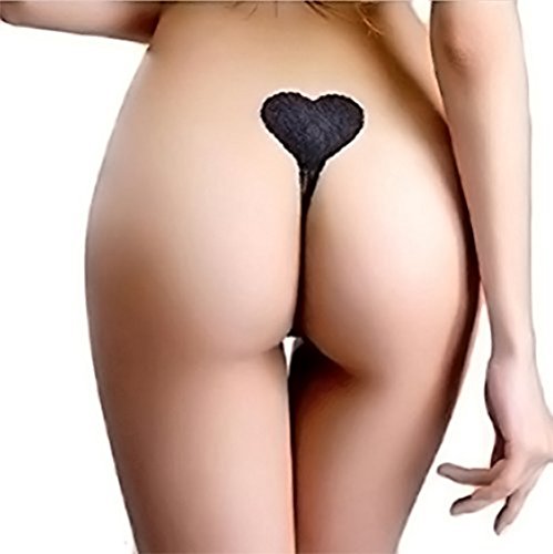 Amoreza by SKS C Style Invisible No Panty Line Heart Shaped Strapless C-String Thong (XL, Black, x_l)