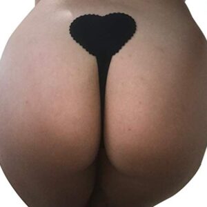 Amoreza by SKS C Style Invisible No Panty Line Heart Shaped Strapless C-String Thong (XL, Black, x_l)