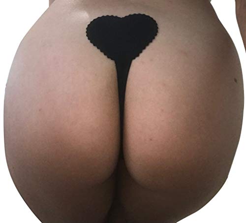 Amoreza by SKS C Style Invisible No Panty Line Heart Shaped Strapless C-String Thong (XL, Black, x_l)