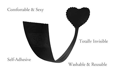 Amoreza by SKS C Style Invisible No Panty Line Heart Shaped Strapless C-String Thong (XL, Black, x_l)