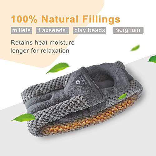 UNCN Long Heating pad for Neck and Shoulders Back 33 * 5.9" microwavable Large Moist Heat Pack Warm hot Compress Neck wrap Weighted Bag Massage Reusable Herbal Nature Calming Portable Grey