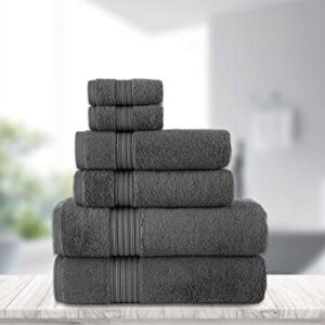 Peshkul Premium Collection Turkish Bath Towel Sets of 6 | 100% Cotton | 2 Bath Towels 27x54, 2 Hand Towels 16x30, 2 Washcloths 13x13 (Mineral Grey)