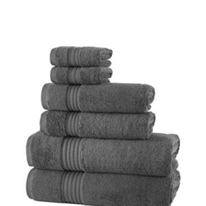 Peshkul Premium Collection Turkish Bath Towel Sets of 6 | 100% Cotton | 2 Bath Towels 27x54, 2 Hand Towels 16x30, 2 Washcloths 13x13 (Mineral Grey)