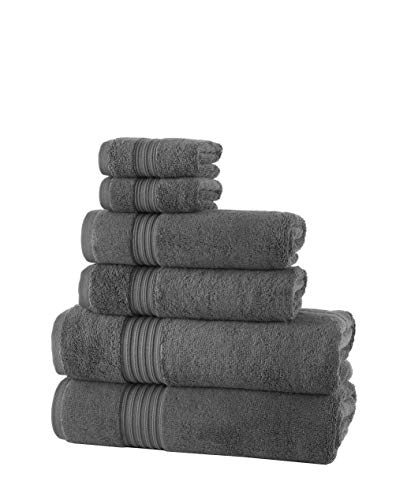 Peshkul Premium Collection Turkish Bath Towel Sets of 6 | 100% Cotton | 2 Bath Towels 27x54, 2 Hand Towels 16x30, 2 Washcloths 13x13 (Mineral Grey)