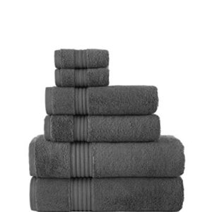 Peshkul Premium Collection Turkish Bath Towel Sets of 6 | 100% Cotton | 2 Bath Towels 27x54, 2 Hand Towels 16x30, 2 Washcloths 13x13 (Mineral Grey)