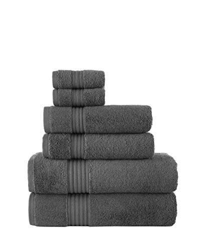 Peshkul Premium Collection Turkish Bath Towel Sets of 6 | 100% Cotton | 2 Bath Towels 27x54, 2 Hand Towels 16x30, 2 Washcloths 13x13 (Mineral Grey)