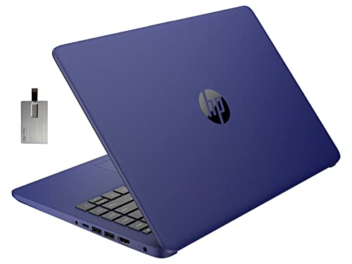 HP 2022 Stream 14" HD BrightView Laptop, Intel Celeron N4000, 4GB RAM, 64GB SSD, Intel HD Graphics, 720p Webcam, 1 Year Office 365, Blue, Win 11 S, 128GB Snowbell USB Card