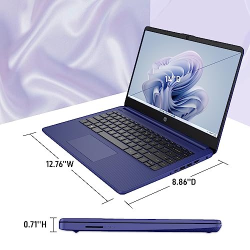 HP 2022 Stream 14" HD BrightView Laptop, Intel Celeron N4000, 4GB RAM, 64GB SSD, Intel HD Graphics, 720p Webcam, 1 Year Office 365, Blue, Win 11 S, 128GB Snowbell USB Card