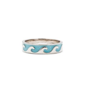 pura vida silver-plated reversible enamel wave ring - brass band, size 5