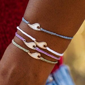 Pura Vida Silver Mother of Pearl Wave Bracelet - 100% Waterproof, Adjustable Band - Lavender