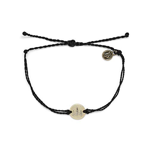 Pura Vida Gold Wander Bracelet - 100% Waterproof, Adjustable Band - Plated Brand Charm, Black