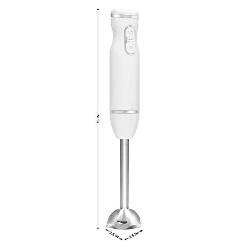 Chefman Immersion Stick Hand Blender with Stainless Steel Blades, Powerful Electric Ice Crushing 2-Speed Control Handheld Food Mixer, Purees, Smoothies, Shakes, Sauces & Soups, Ivory