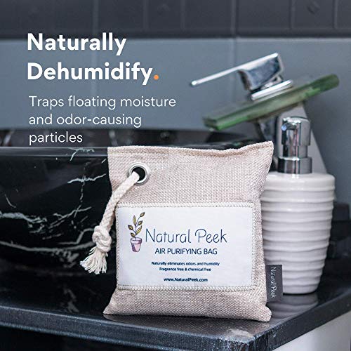 Natural Peek Bamboo Charcoal Air Purifying Bag – Natural Odor Eliminator and Moisture Absorber for Home and Car - Breathe Fresh air, Chemical Free and Fragrance Free Purifier (4x200g)