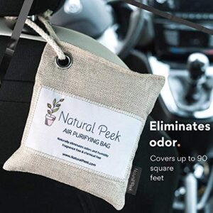 Natural Peek Bamboo Charcoal Air Purifying Bag – Natural Odor Eliminator and Moisture Absorber for Home and Car - Breathe Fresh air, Chemical Free and Fragrance Free Purifier (4x200g)