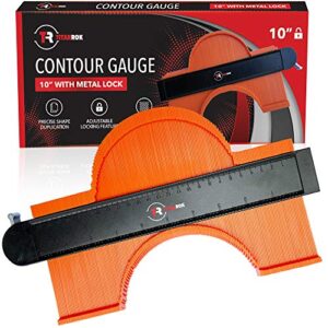 contour gauge (10-inch) shape duplicator, ruler & corner measuring for woodworking, flooring, angle finder. super gauge shape and outline tool, contour gauge with lock, contour gauge tool