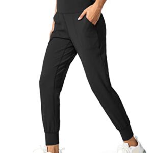 G Gradual Women's Joggers High Waisted Yoga Pants with Pockets Loose Leggings for Women Workout, Athletic, Lounge (Black, Large)